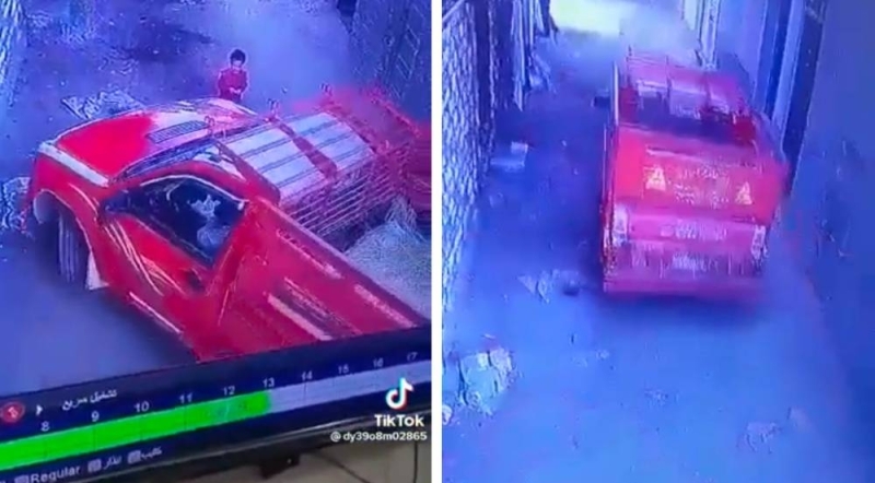 شاهد لحظة مرور سيارة على جسد طفلة في إحدى الحواري بمصر