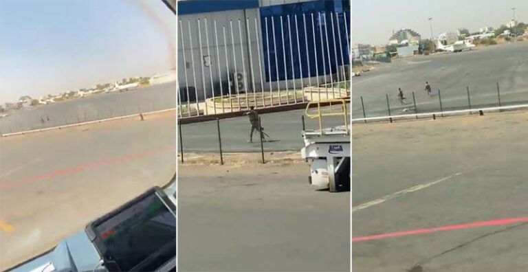 شاهد فيديو من داخل الطائرة السعودية في مطار الخرطوم يوثق تبادل إطلاق