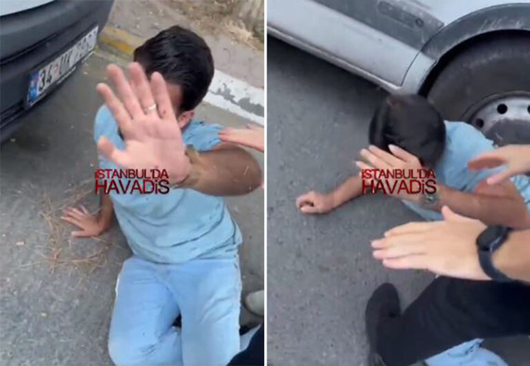 شاهد عراقي يتعرض للضرب والسحل في أحد شوارع تركيا